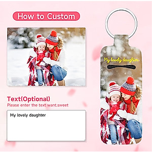Wyleaves Premium Personalized Chapstick Holder Keychain, Custom Photo Text Chapstick Holder Keychains Lipstick Holder Neoprene Lipstick Keychain Holder, 1pcs