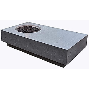 Elementi Metropolis Table Cast Concrete Natural Gas Fire Table, Outdoor Fire Pit Fire Table/Patio Furniture, Canvas Cover & Lava Rock Included with Free AMS Fireplace Wind Guard