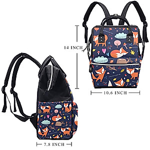 Shiiny Comic Cartoon Fox Diaper Bag Backpack for Baby Care, Multi Function Waterproof and Cooler Tote Travel Backpack (Nappy Bag, Tissue Pocket)