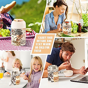 CUPADA Cat Cute Colorful Food Jar, Summer Pets Lovely Insulated Hot Food Jars Vacuum 17OZ with Folding Spoon for Work Trip Picnic Camping