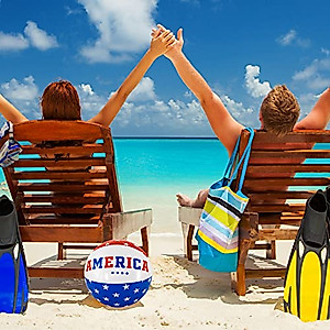 Whaline 8 Pieces Patriotic Inflatable Beach Balls 4th of July Party Favor Gifts America Stars Red Blue PVC Balls for Independence Day Beach Party Decor Supplies Water Sand Game Accessory Boys Girls