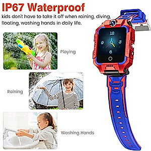 OKYUK 4G Kids Watch Phone T10, Funny 360° Rotation Screen Dual Camera Smart Watch for Boys Girls, IP67 Waterproof, 2-Way Calls, GPS, SOS, Video Calls, Remote Control, Pedometer Smartwatch