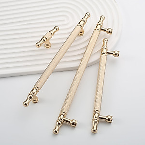 KNOKLOCK 10 Pack 5 Inch(128mm) Kitchen Cabinet Handles Gold Knurled Cabinet Pulls Kitchen Cabinet Hardware Drawer Pulls for Dresser Cupboard Wardrobe