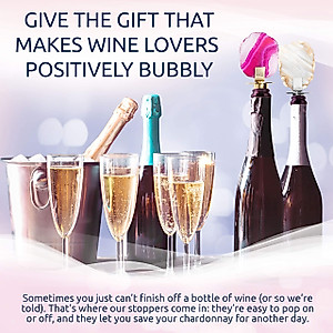 Wine Stoppers, Decorative Wine Bottle Stoppers with Rose Gold stand. Set of 3 Crystal Wine Corks, Stainless steel Champagne Toppers, Wine accessories, gift and more by Wanda Living