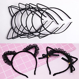 Rhoxshy Plastic Cat Ears Headband Cat Headbands for Girls Women Multicolor Head Hoops Sawtooth Kitty Ears Hairbands (Black)