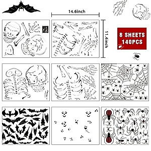 140PCS Halloween Window Clings Decor for Halloween Decorations, Double Side Halloween Window Stickers Removable Glass Decals for Halloween Party Decorations