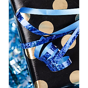 PartyWoo Blue Ribbon, 600 Yards Iridescent Crimped Curling Ribbon for Balloons, Wedding, Florist Flower (6 Rolls, 100 Yards/Roll)