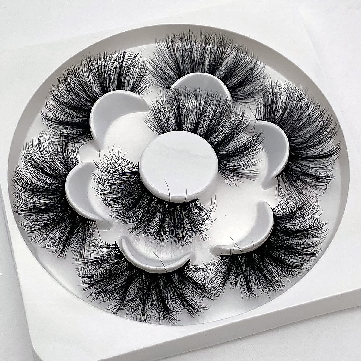 Veleasha Mink Eyelashes Faux 8D Wispy Fluffy Mink Lashes 25mm Dramatic Long Fake Eyelashes 4 Pairs Pack False Lashes (M02)