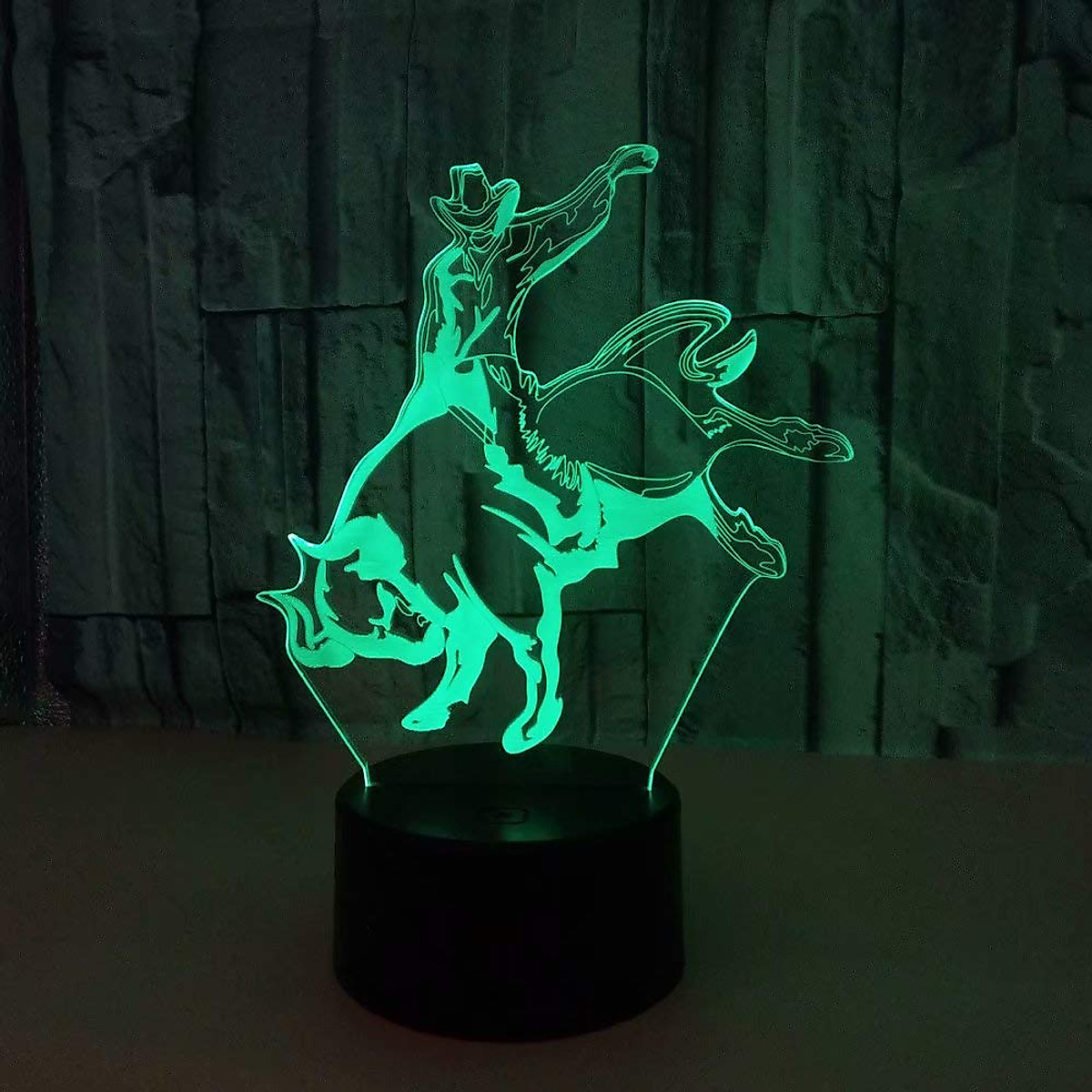 JruF Night Light for Kids 3D Night Light Bedside Lamp with Remote Control Changing Xmas Halloween Birthday Gift for Child Baby Girl,Horse Race and Cowboy