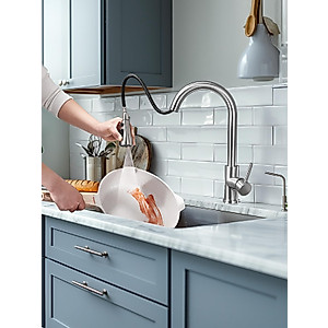 Cobbe Kitchen Faucet Head Replacement, Pull Down Spray Head for Kitchen Sink Faucet, 3 Function Kitchen Sink Sprayer Replacement with 12 Faucet Adapter, American Standard, Brushed Nickel