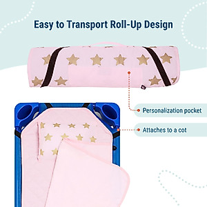 Wildkin Kids Modern Nap Mat with Reusable Pillow for Boys & Girls, Perfect for Elementary Sleeping Mat, Features Elastic Corner Straps, Soft Cotton Blend Materials Nap Mat for Kids (Stars)