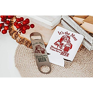 Stocking Stuffer for Men Christmas Beer Bottle Opener Santa Can Cooler Set White Elephant Gift Idea (Bottle Opener)