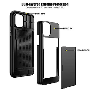 Nvollnoe for iPhone 11 Case with Card Holder Heavy Duty Protective Dual Layer Shockproof Hidden Card Slot Slim Wallet Case for iPhone 11 for Men&Women(Black)