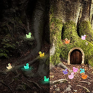 Mini Resin Ducks,100Pcs Luminous Tiny Ducks Micro Landscape Gardening Decorative Potted Flower Pots Resin Gardening Accessories Ornaments (Mixed)