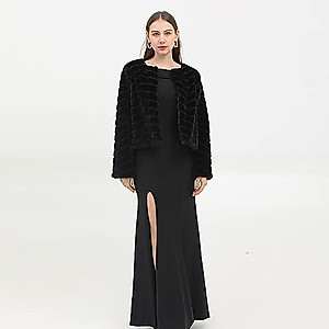 FURTOO Womens Winter Coats Faux Fur Jacket For Women Fuzzy Open Front Shaggy Shacket Short Jackets