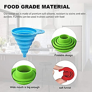 Funnels for Filling Bottles, Kitchen Funnel, Funnels for Kitchen Use, Food Grade Silicone Collapsible Funnel, Liquid, Powder Transfer (3 Pack)