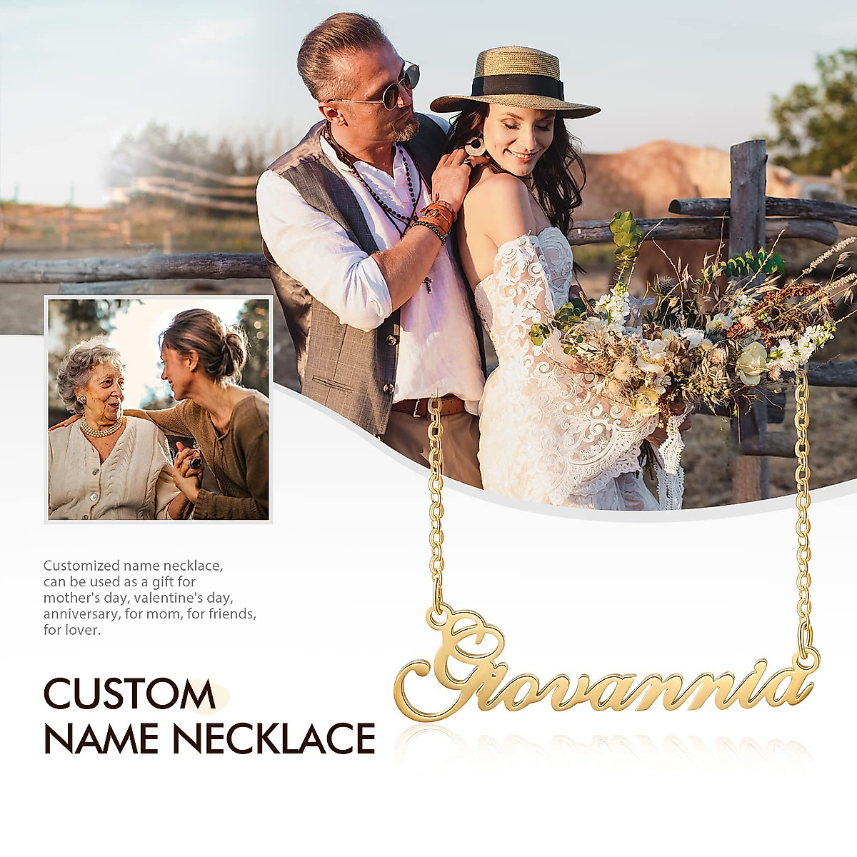 Jewelstruck Personalized Name Necklace for Women Mother Daughter Necklace for Mothers Day Gifts Custom Any Name Relationship Necklace for Mom Nana Daughter Girlfriend (Style 2)