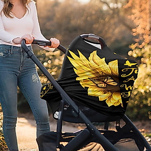 AFPANQZ You are My Sunshine Sunflowers Nursing Cover Breastfeeding Covers Stretch Babies Car Seat Cover Gender Neutral Soft Breathable Infant Carseat Canopy Shopping Cart Stroller Canopy Gifts Black