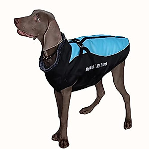 Xqpetlihai Dog Winter Jacket Reflective Waterproof Windproof Dog Jacket with Zipper Harness & Furry Collar for Hiking Camping with Zipper Pet Winter Coat Fleece for Medium Large Dogs (B,3XL)