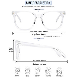 PANNER Oversized Square Blue Light Blocking Glasses for Women Men Anti Glare Reduce Eyestrain Computer Glasses(Clear)