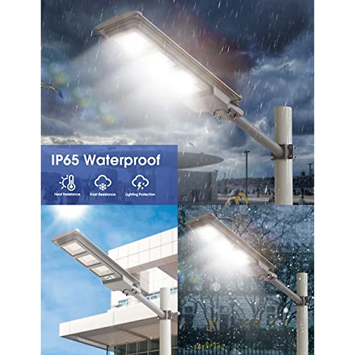 500W Solar Street Lights Outdoor, 20000 Lumens LED Solar Parking Lot Lights Outdoor Dusk to Dawn Sensor with Remote Control, 6000K Super Bright Commercial Lighting for Playground, Barn, Farm, 2 Pack