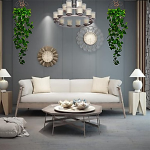 2 Pack Artificial Hanging Vine, 2 Basket Faux Vines Ivy Leaves Outdoor Fake Hanging Plants Luxuriant Wall Hang Garland for Porch Patio Balcony Basket Garden Party