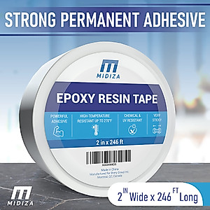 Midiza Resin Tape for Epoxy Resin Molding - High Temperature Resistant Thermal Silicone Adhesive Tape - Easy Peel Epoxy Release Tape for River Tables & Crafts - 2 in Wide 246 ft Long Epoxy Resin Tape