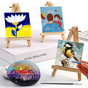 Mini Canvas and Easel, Cridoz 47 Pieces Mini Canvas Painting Set Includes 4x4 Inches Primed Canvas, Mini Easel, Acrylic Paint, Paintbrushes and Palette for Kids Artists Art Party