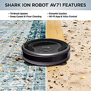 Shark ION Robot Vacuum AV751 Wi-Fi Connected, 120min Runtime, Works with Alexa, Black