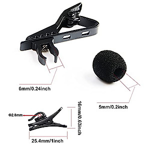 AUGSUN 18Pcs Lapel Microphone Clips Replacement Kit, 6Pcs Lavalier Mic Clips Metal Tie Clips Lavalier Microphone Clips, 6Pcs Windscreen Foam Cover and 6Pcs Plastic Wire Clips