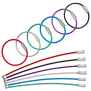 Uniclife 4 Inch Wire Keychain Cable in 6 Assorted Colors Large Stainless Steel Key Ring Loop Holder for Outdoor Hiking Heavy Duty Connectable Luggage Tag Keeper for Sport and Travel, 20 Pack