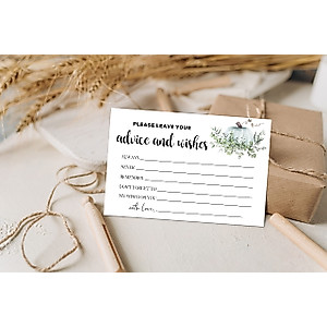 Advice and Wishes Card, Bridal Shower Advice Cards, Autumn Pumpkin Greenery Cards for The Bride and Groom, Wedding or Baby Shower, Birthday, Graduation, Retirement, Guestbook - 25 Cards - 012ADVICE