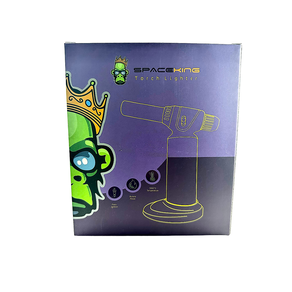 Space King Tall Wind-Proof Torch Lighter - Adjustable Flame - Child-Lock - Perfect for Camping, Kitchen, Backyard, Travel, Beach, BBQ, Mountain, Outdoors, Travel, Garage, and More. (Gold)