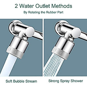 Brushed Nickel Faucet Extender for Bathroom Sink, Biveah Brass 1080° Rotating Splash Filter Dual-function Faucet Spray Head Aerator, KQB013NA