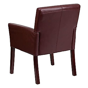 Flash Furniture Taylor Burgundy LeatherSoft Executive Side Reception Chair with Mahogany Legs