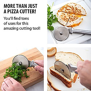 Rada Cutlery Pizza Cutter 3 Inch Stainless Steel Wheel With Aluminum Made in the USA, Silver Handle