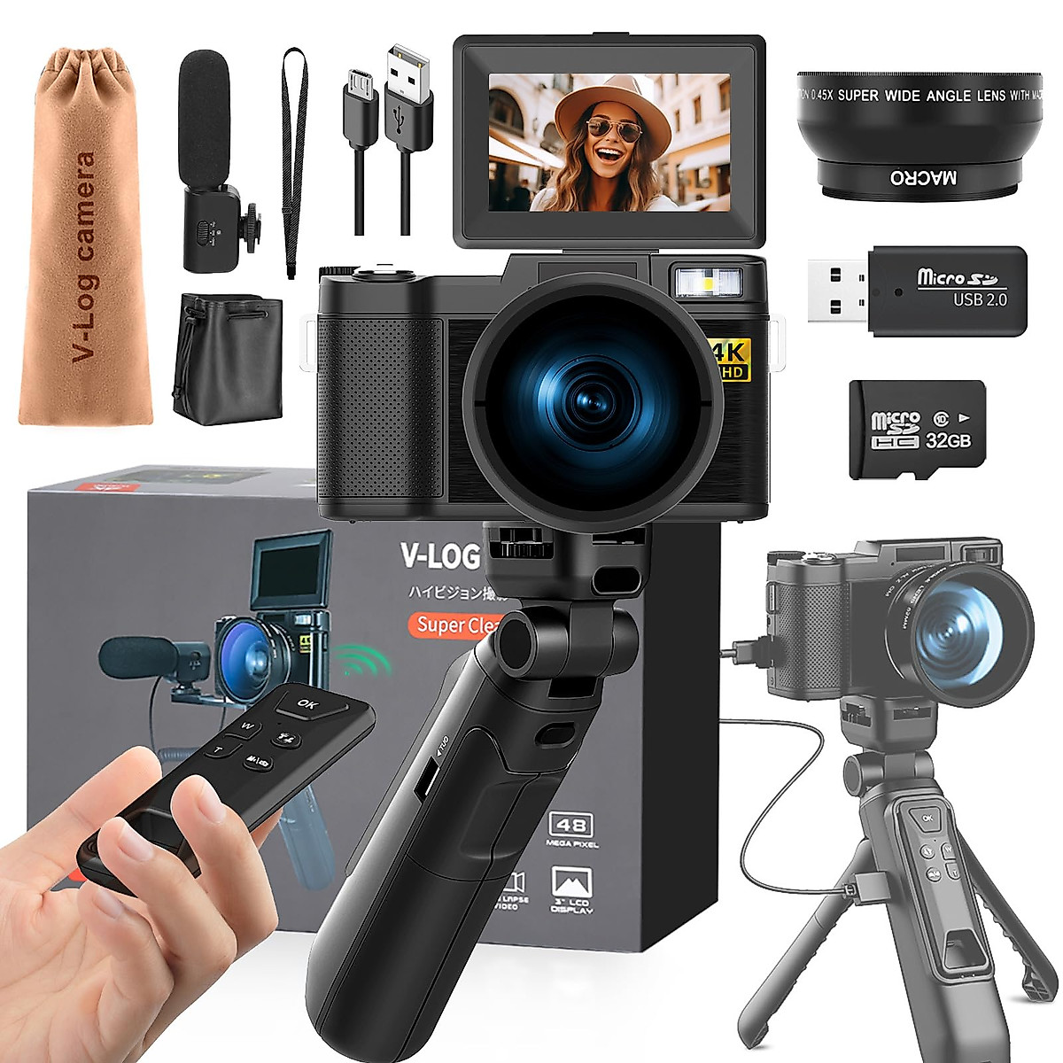 G-Anica 4k Digital Cameras for Photography, 48MP Video/Vlogging Camera for YouTube, Vlogger Kit,