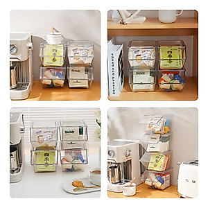 LLGWGL Stackable Tea-Bag Holder - Clear Coffee & Tea Organizer for Counter Tops, Kitchen Cabinets, Pantry, 2 Pack