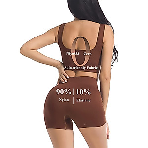 niyokki Workout Sets for Women 2 Piece, Cute YOGA Workout Set, Two Piece Workout Outfits,2 Pack (M, Coffe +white)