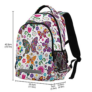 Colorful Butterflies Pattern Backpacks Travel Laptop Daypack School Book Bag for Men Women Teens Kids