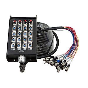 Monoprice 20-Channel Snake & 16 XLR x 4 TRS Stage Box - With 16 Downstream and 4 Upstream Connections, 100 Feet, Black