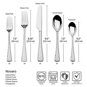 Mikasa Novaro 18/10 Stainless Steel Flatware, 45 Piece Set