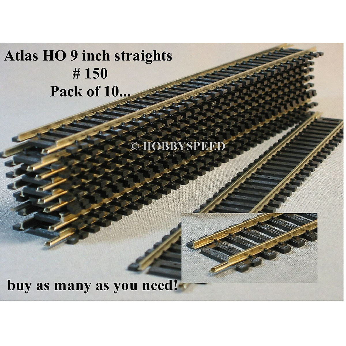 Lionell Atlas Code 100 9 inches Straight Track (10 Pack) HO Scale