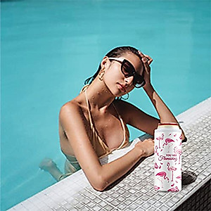 Slim Can Cooler Insulated Skinny Stainless Steel Doucle Freezable Can Cooler Sleeve Hard Seltzer 12 oz Slim Cans （Flamingo）