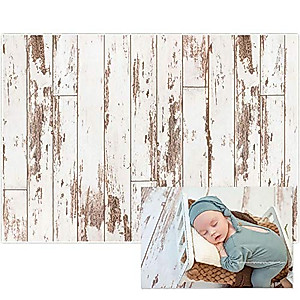 Allenjoy 7x5FT White Wood Rustic Wooden Floor Backdrop for Newborn Photography Vinyl Photo Background Newborn Baby Cake Smash Photoshoot Photographer Props