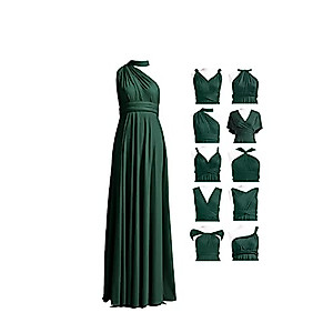 Infinity Dress with Bandeau, Convertible and Bridesmaid Dress, Evening and Transformer Maxi Dress (One Size, Dark Green)
