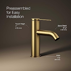 Kohler 77958-4A-2MB Components Plumbing Fixtures, Vibrant Brushed Moderne Brass