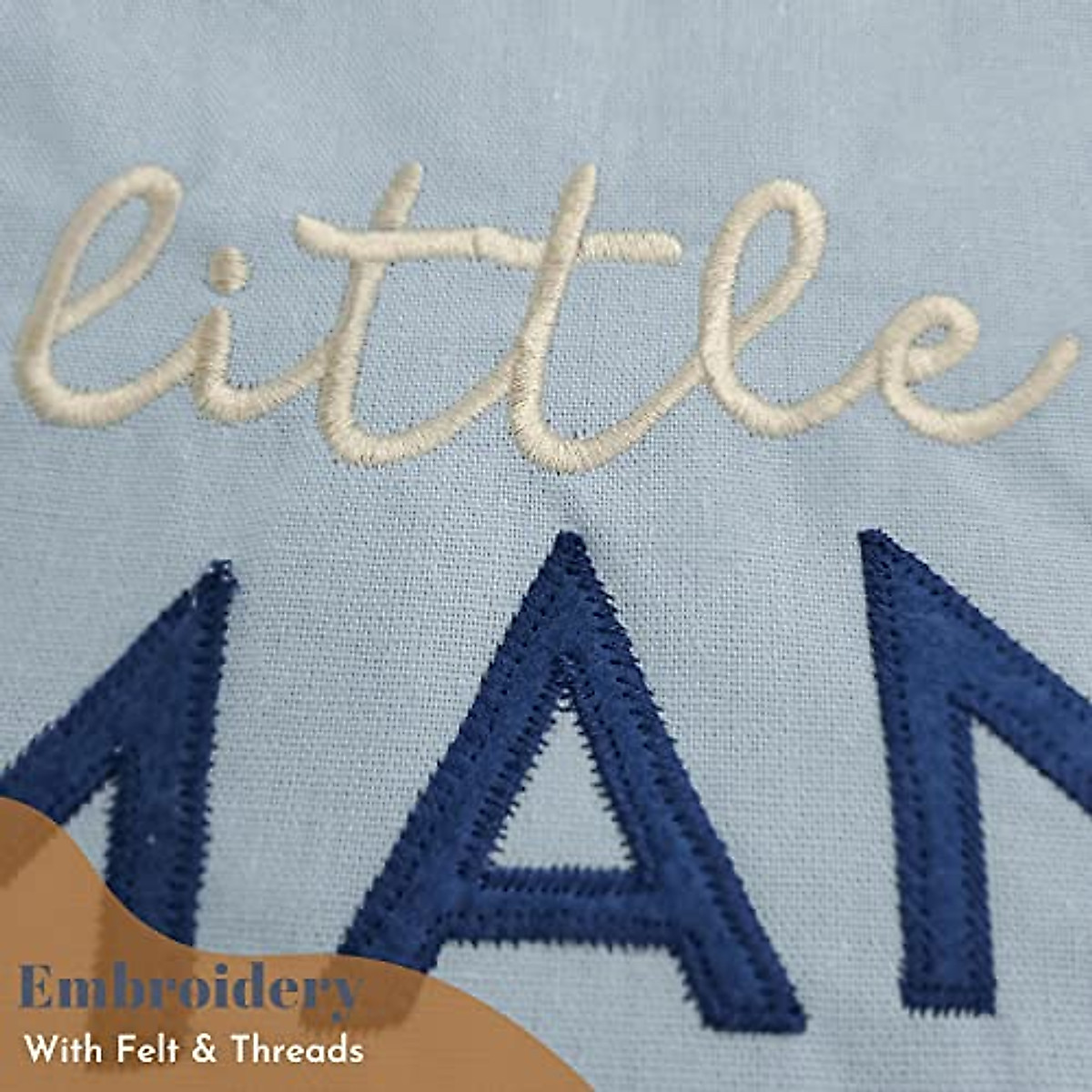 Bon et Beau LITTLE MAN CAVE Embroidered Canvas Banner – Wall Decor for Boys Playroom, Bedroom and Baby Nursery