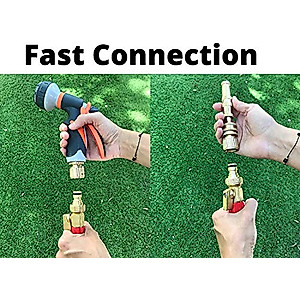 MAXFLO Garden Hose Quick Connect Garden Hose Fittings [3 Pack] Solid Brass Water Hose Quick Connect Fittings Quick Connector | Water Hose Connectors 3/4 inch GHT | Hose Couplers Quick Disconnect