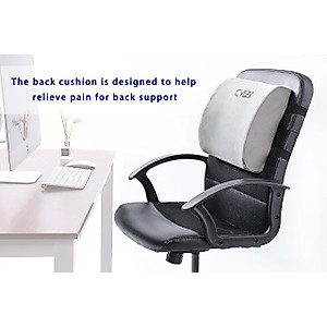 CYLEN Gel Infused Memory Foam Back Cushion Lumbar Support Pillow for Office Chair, Car & Wheelchair - Adjustable Double Strap & 3D Washable Cover (Grey)